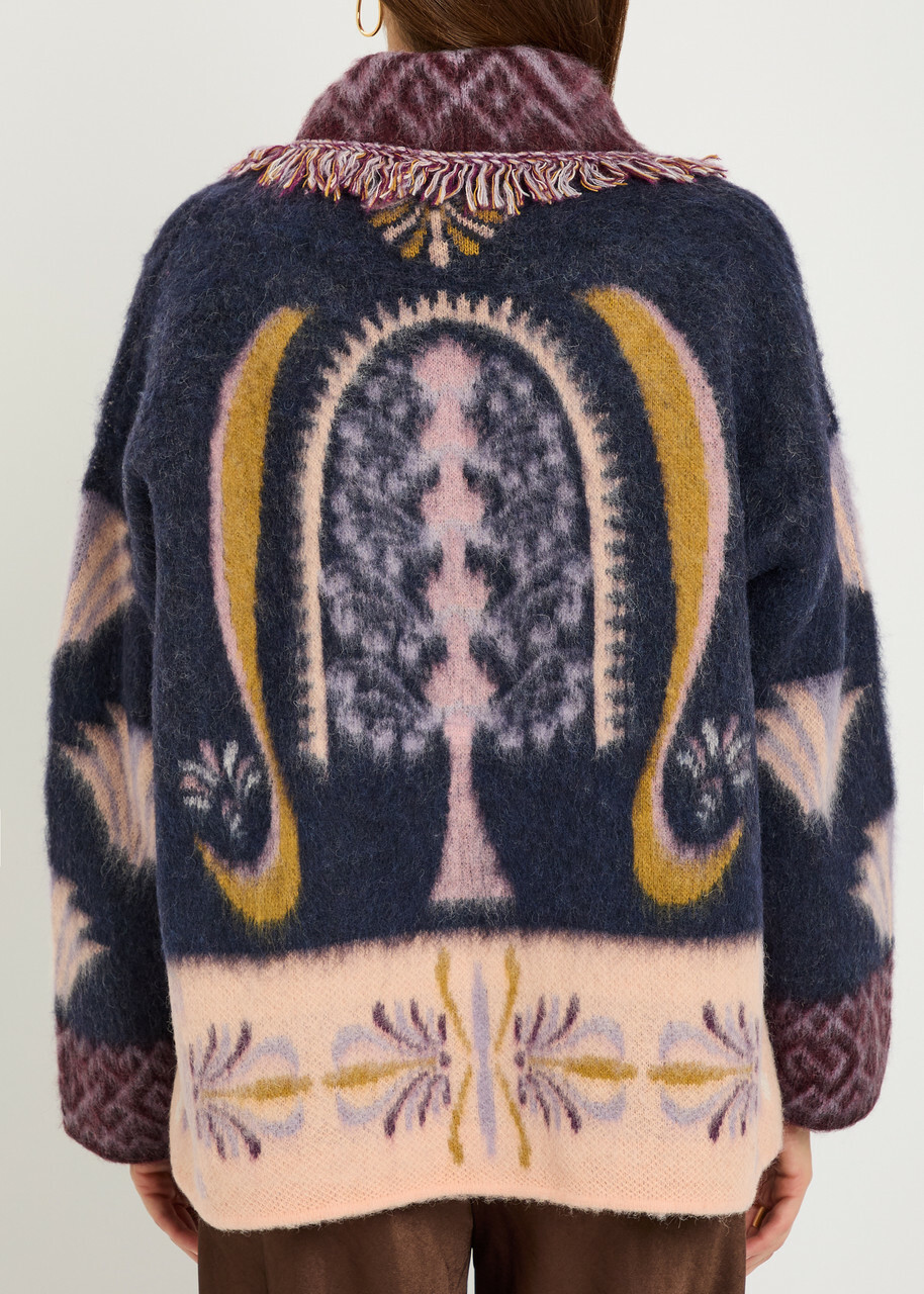 Forte_forte Jacquard Brushed Alpaca-blend Cardigan Navy Forte Forte