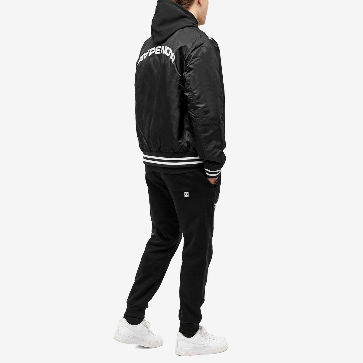 Men's AAPE Now Baseball Padded Jacket in Black AAPE by A Bathing Ape