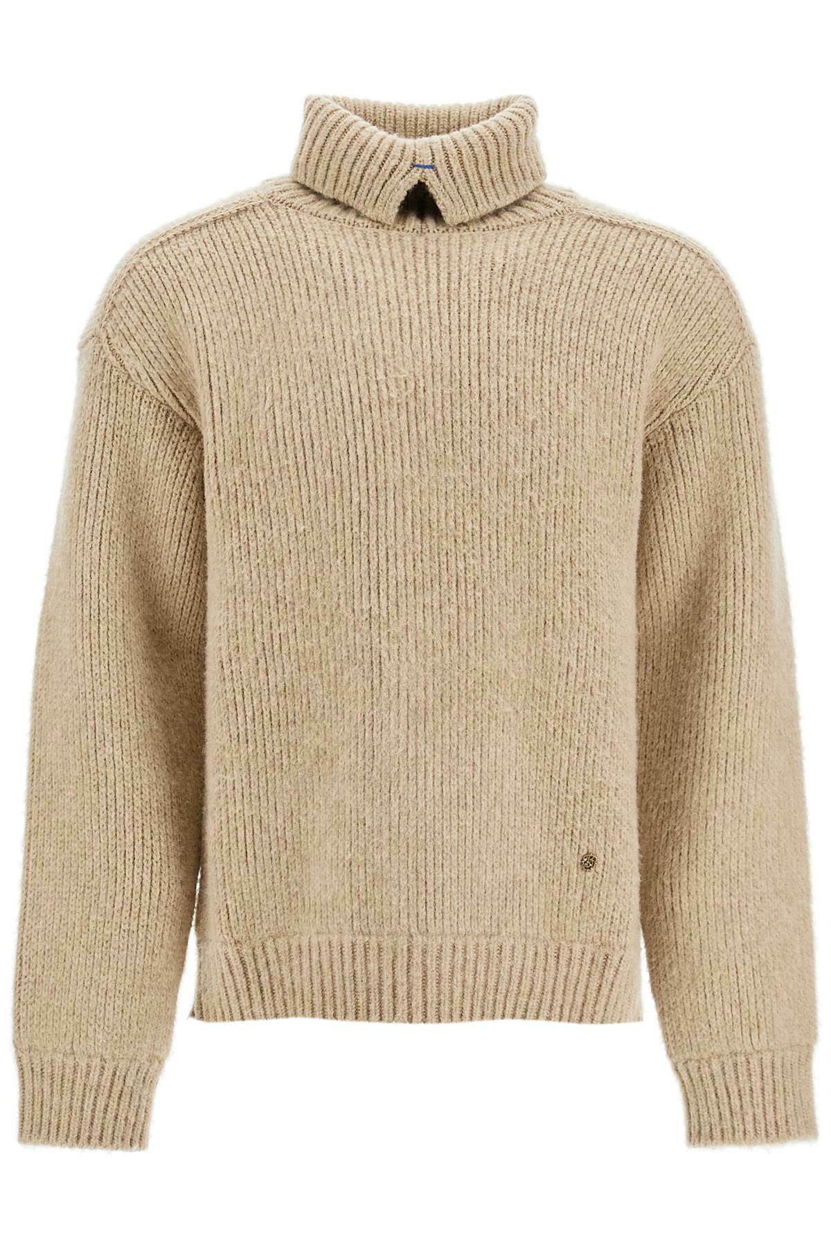 BURBERRY high-neck wool and cashmere pullover sweater Beige Burberry