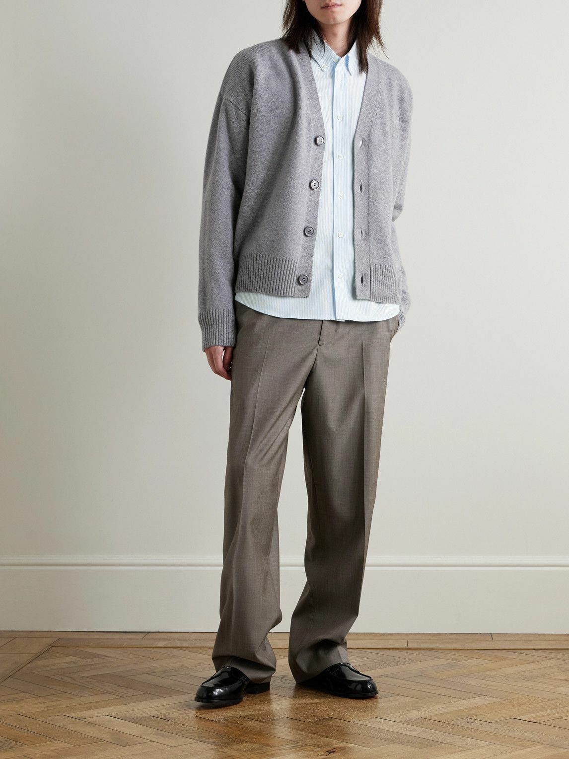 AMI PARIS - Button-Down Collar Logo-Embroidered Cotton Oxford Shirt ...