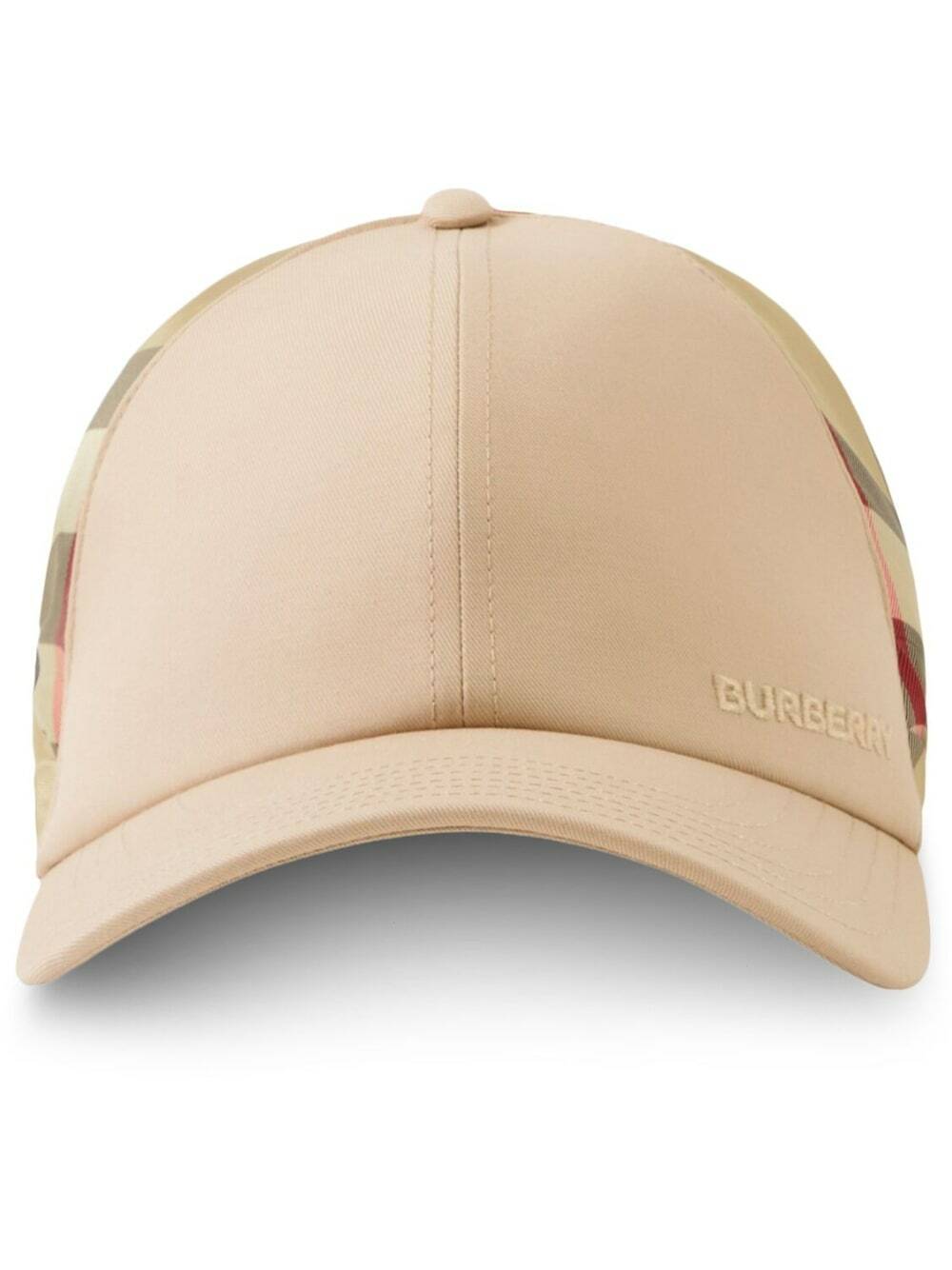 BURBERRY - Check Motif Cotton Baseball Cap Burberry