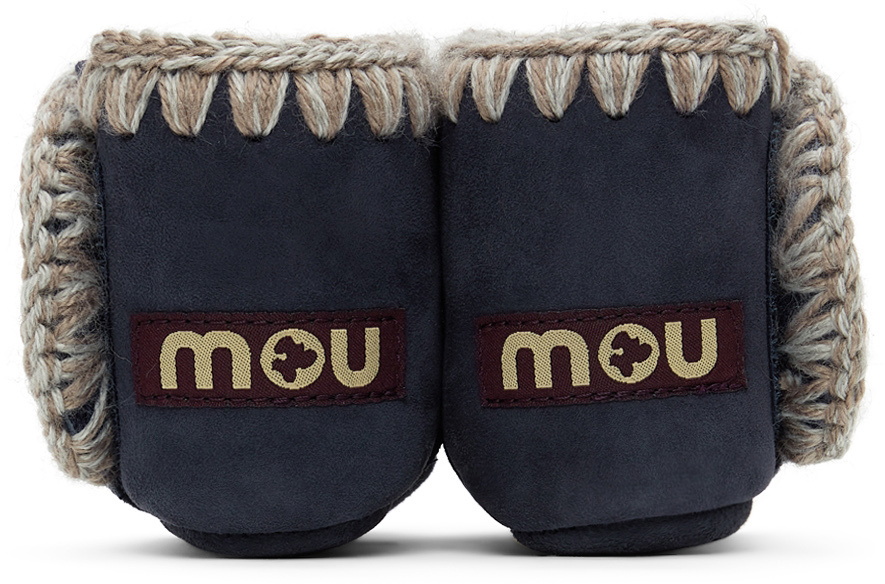 Mou Baby Navy Velcro Suede Pre-Walkers Mounser