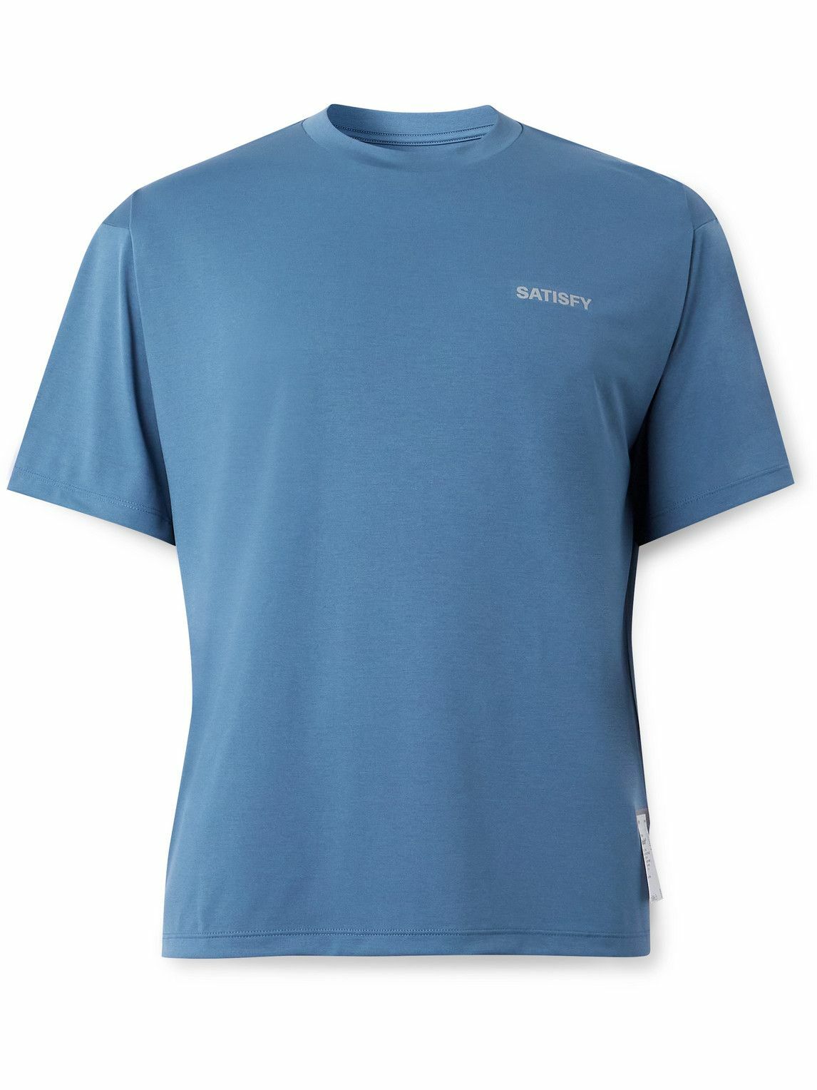 Satisfy - Logo-Print Auralite™ T-Shirt - Blue Satisfy