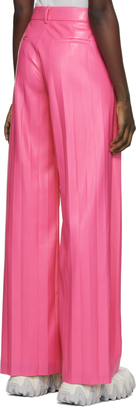 MSGM Pink Pleated Faux-Leather Pants MSGM