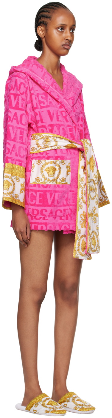 Versace Underwear Pink Allover Robe Versace Underwear