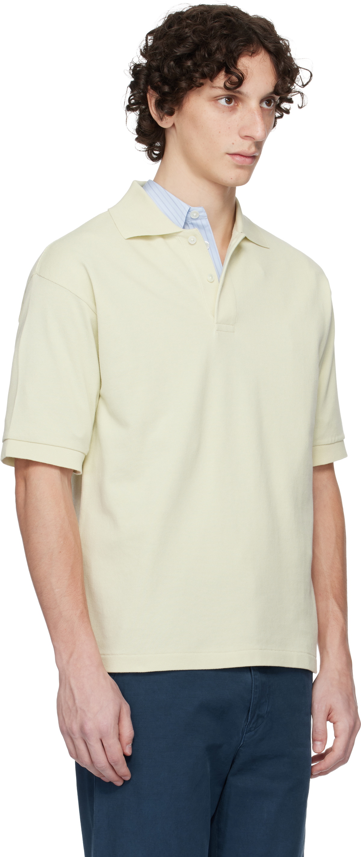 AURALEE Green Pima Cotton Heavy Pique Polo Auralee