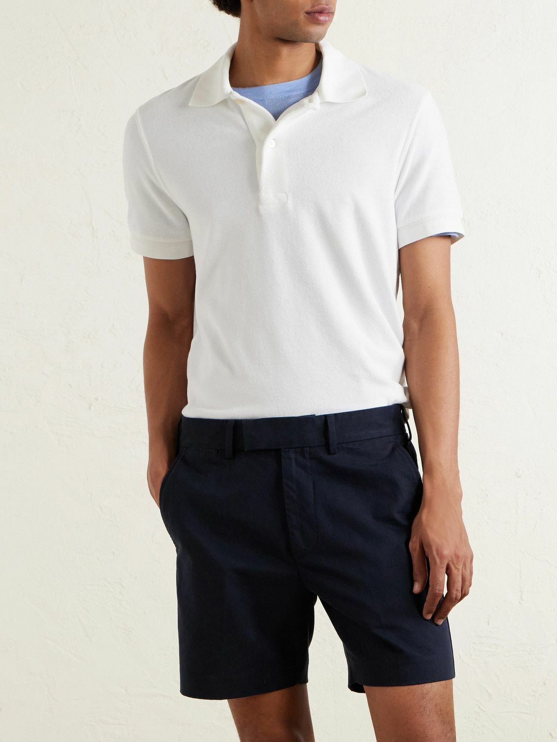 TOM FORD - Slim-Fit Cotton-Blend Terry Polo Shirt - White TOM FORD