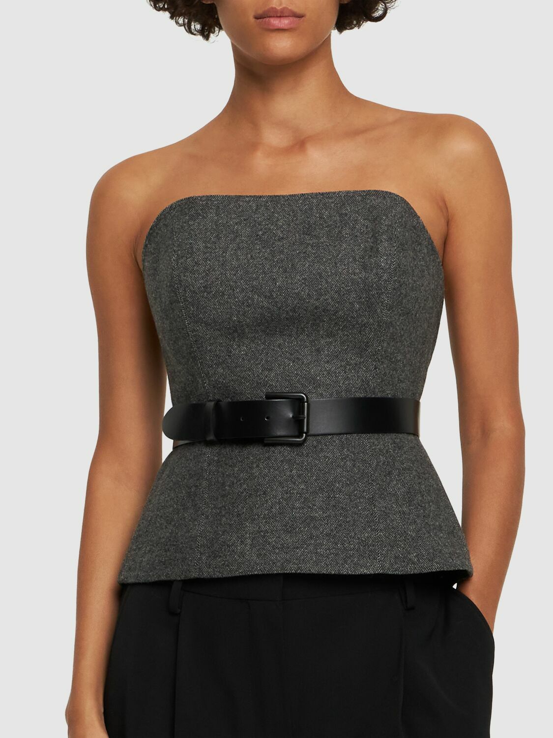 MAX MARA Eliadi Wool Herringbone Bustier Top Max Mara