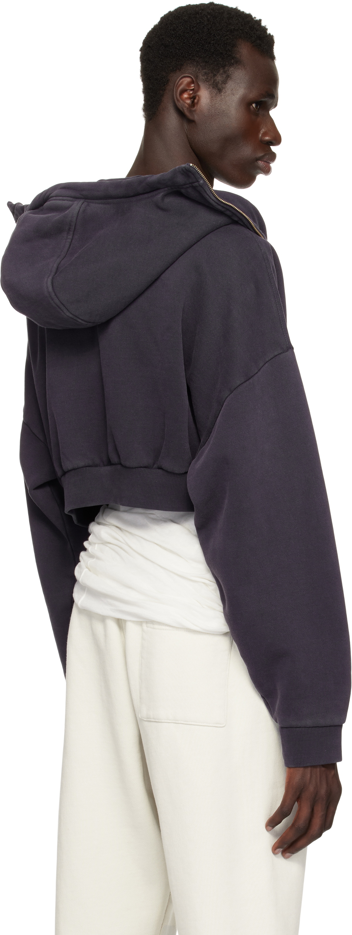 Entire Studios Purple Cropped Full Zip Hoodie Entire Studios