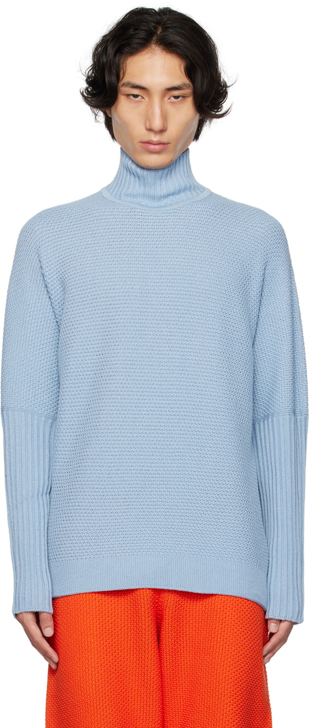 Homme Plissé Issey Miyake Blue Rustic Turtleneck Homme Homme Plissé Issey Miyake Blue Rustic Turtleneck Homme