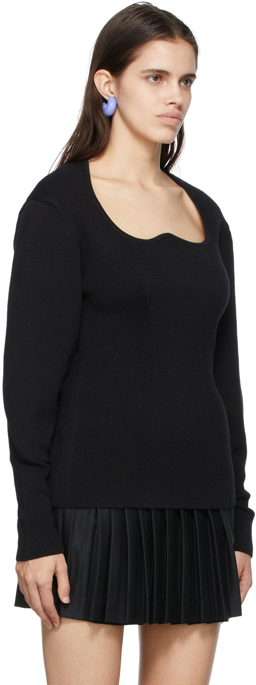 Pushbutton Black Corset Neckline Sweater Pushbutton