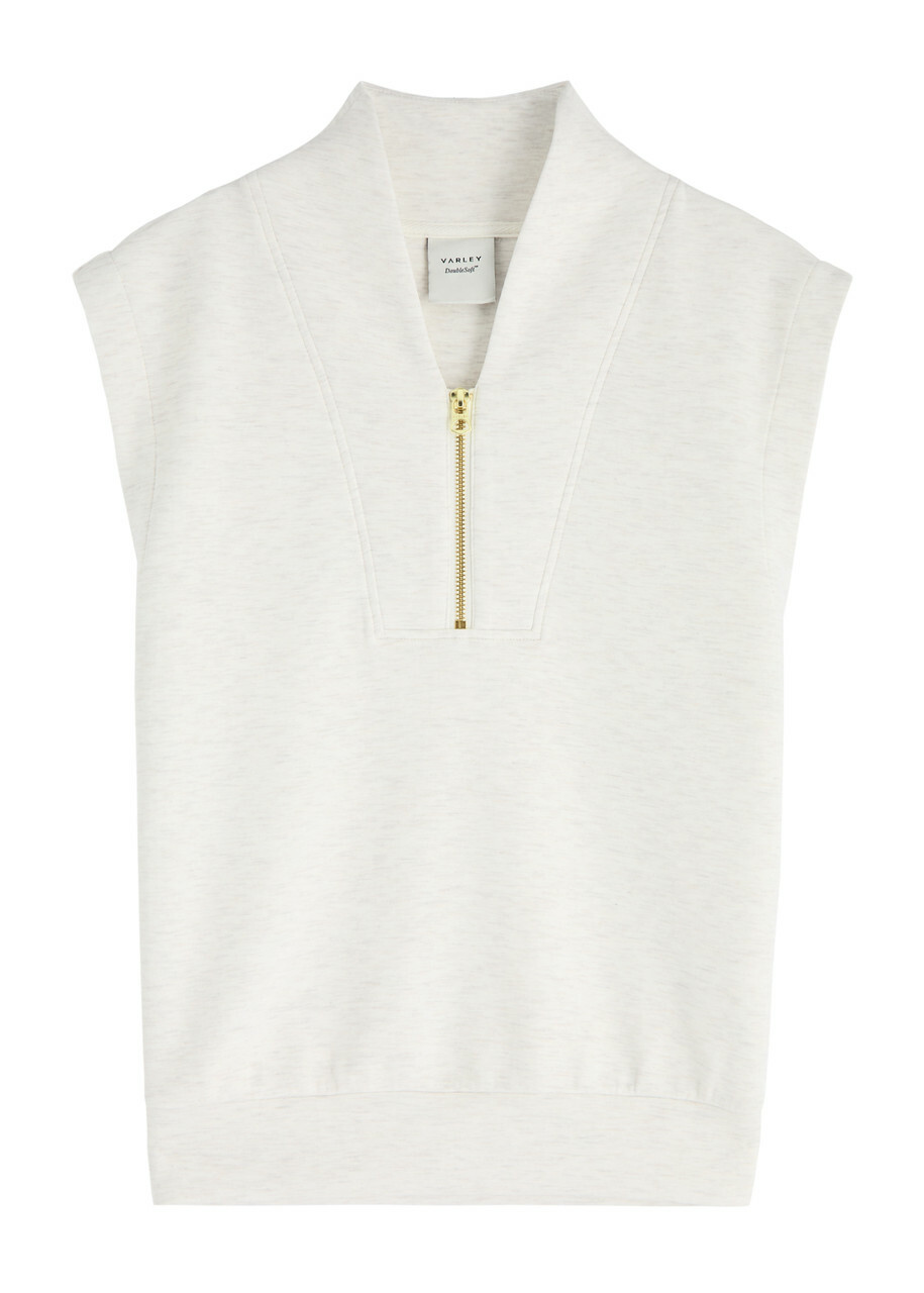 Varley Loretta Half-zip Stretch-jersey Tank Ivory Varley
