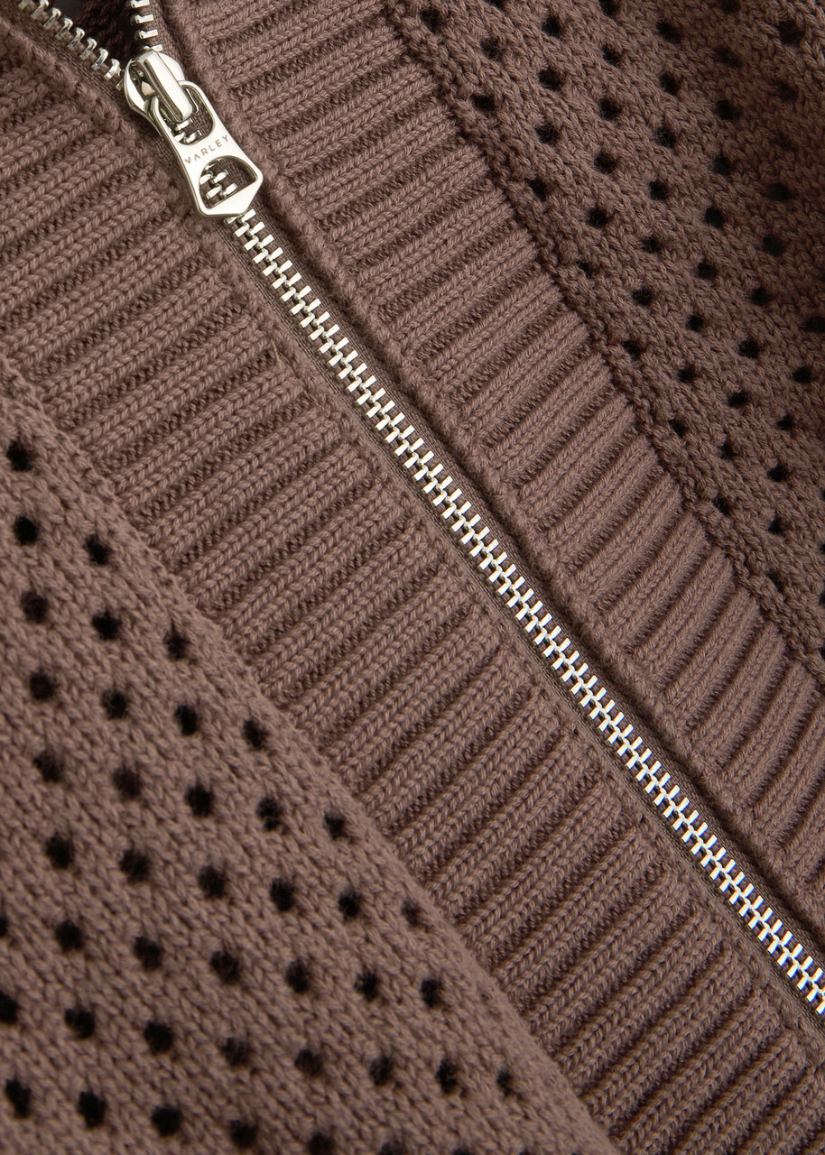 Varley Finn Open-knit Cotton Jacket Brown Varley