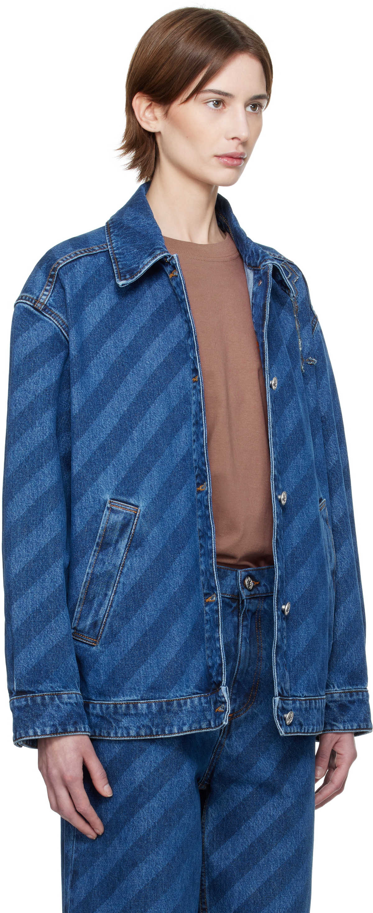 Marni Blue Striped Denim Jacket Marni