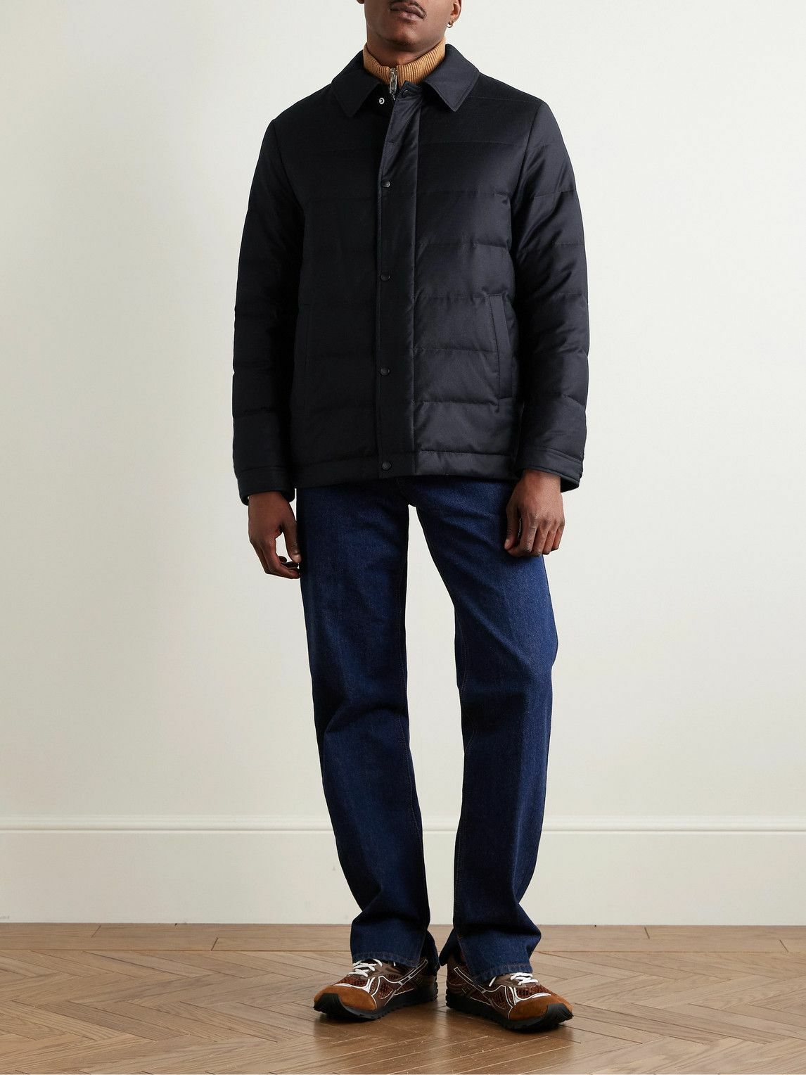 Yves Salomon - Quilted Green Storm System® Wool and Silk-Blend Twill ...