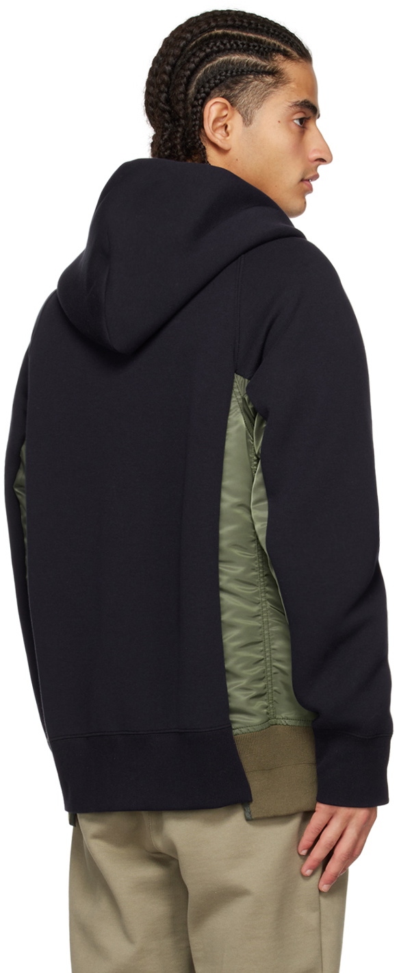 sacai Navy & Khaki Sponge Sweat MA-1 Zip Hoodie Sacai