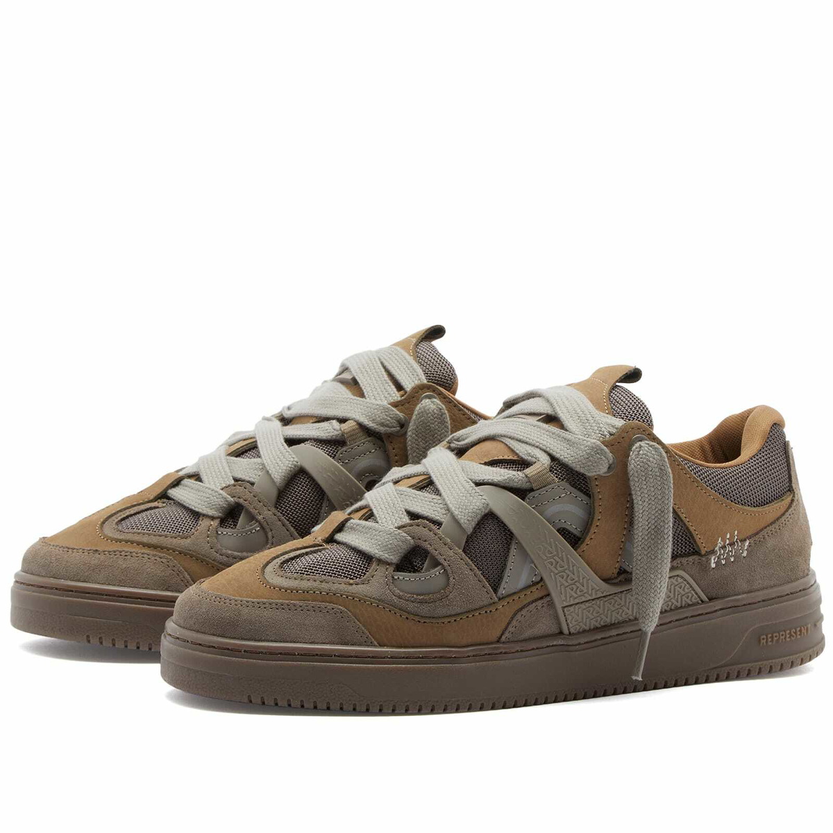 Represent Men's Bully Leather Sneakers in Washed Taupe Represent