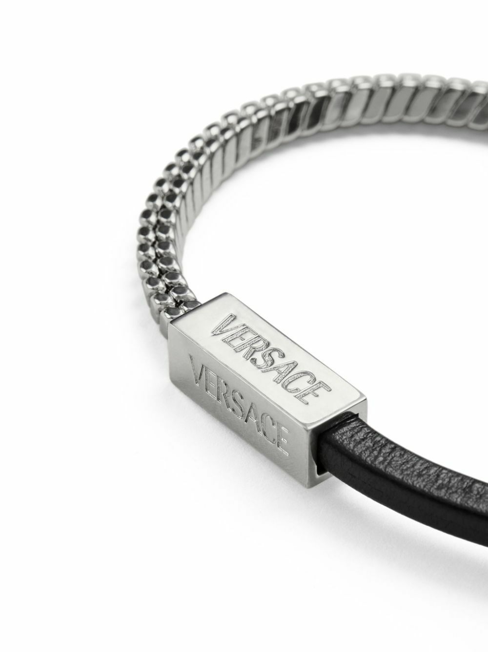 Versace Black Logo-Engraved Bracelet Versace
