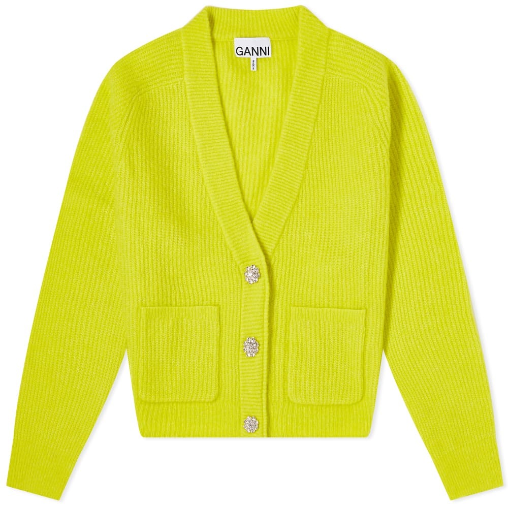 GANNI Soft Wool Knit Button Front Cardigan GANNI