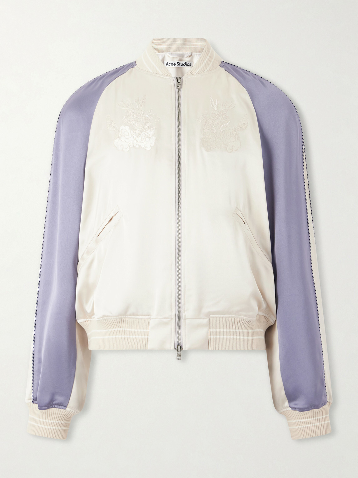 Acne Studios - Oskol Dragon Embroidered Satin Bomber Jacket - Brown ...