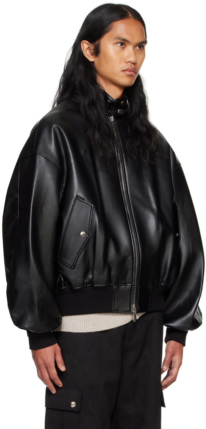 System Black Herrington Faux-Leather Jacket System