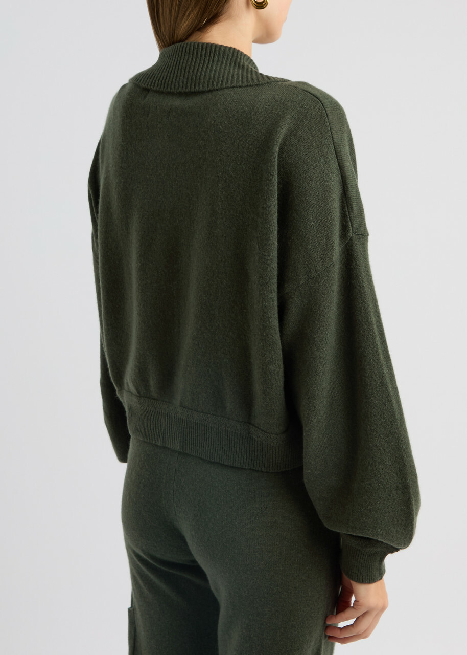 Crush Cashmere Lennon Cashmere Cardigan Dark Green CRUSH CASHMERE