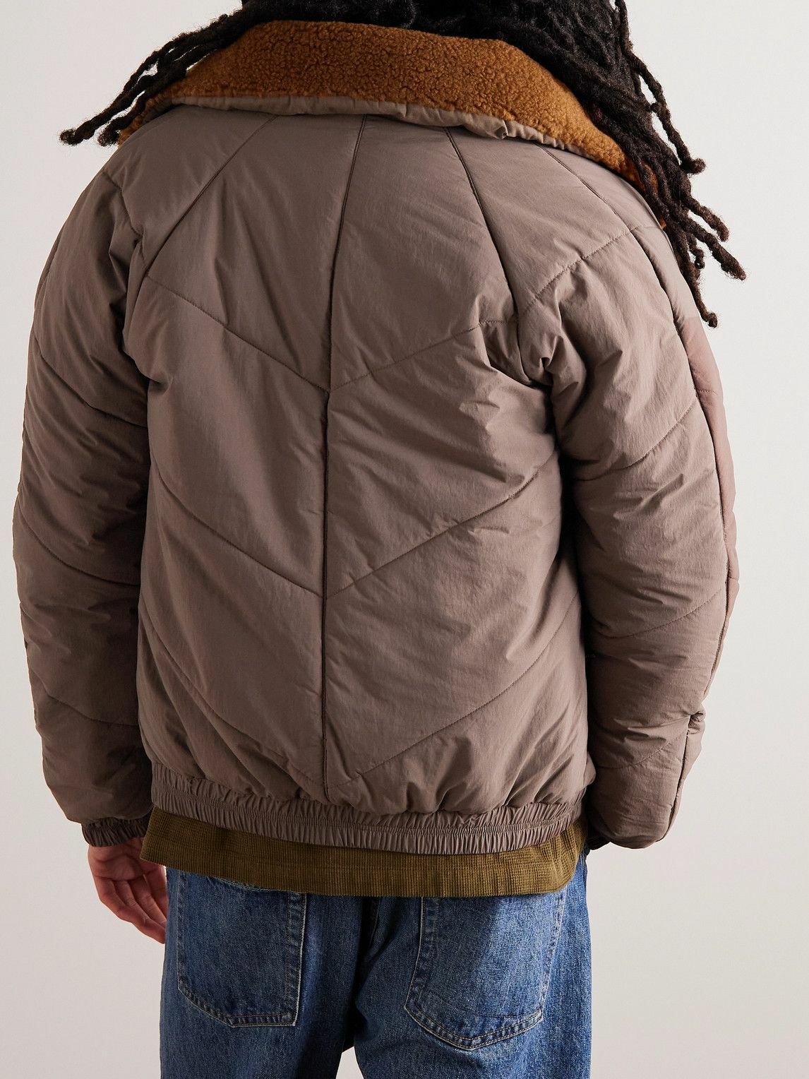 YMC - Kool Herc Faux Shearling-Trimmed Quilted Shell Jacket - Brown YMC
