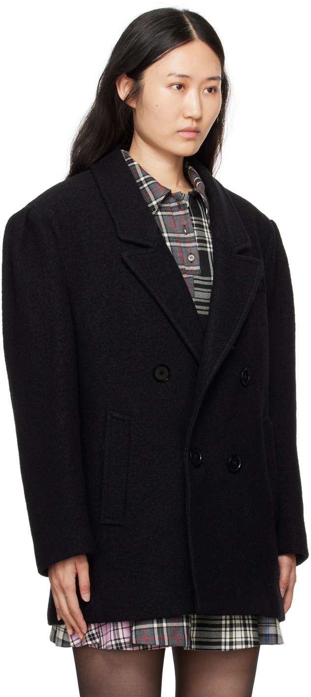 MSGM Black Double-Breasted Coat MSGM