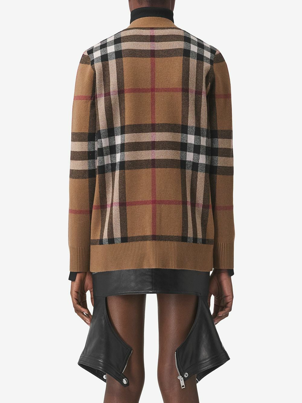 BURBERRY - Check Motif Wool Cardigan Burberry