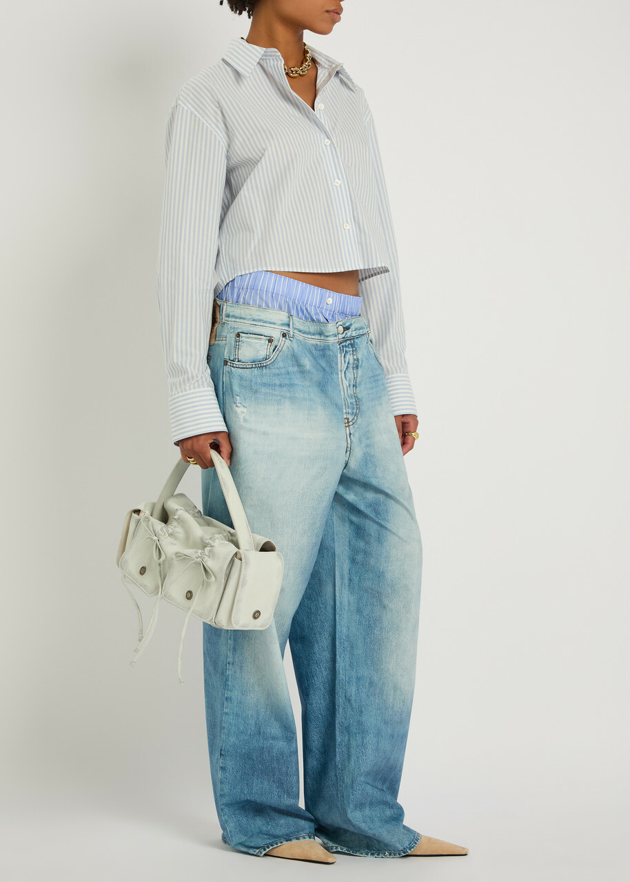 Acne Studios Jeans-effect Cotton Trousers Light Blue Acne Studios