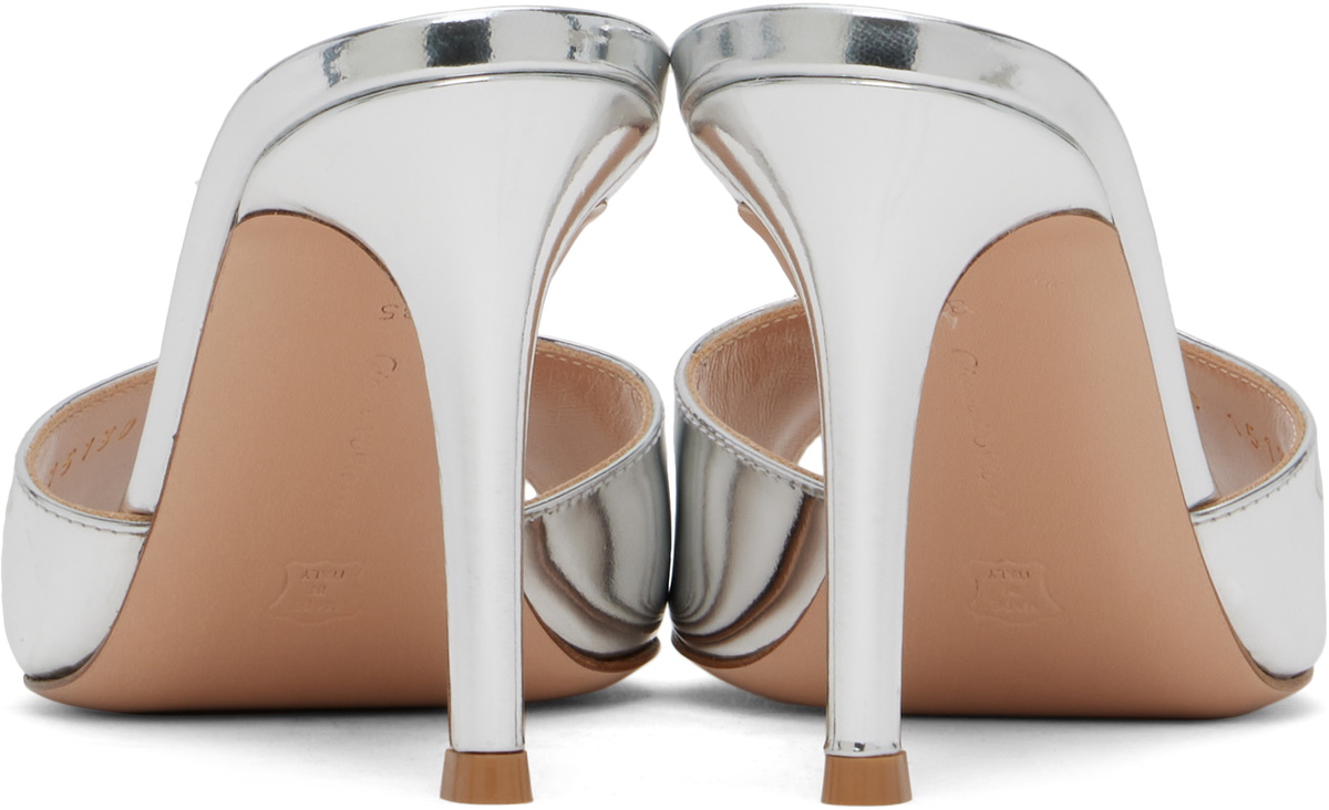 Gianvito Rossi Silver Elle 85 Mules Gianvito Rossi