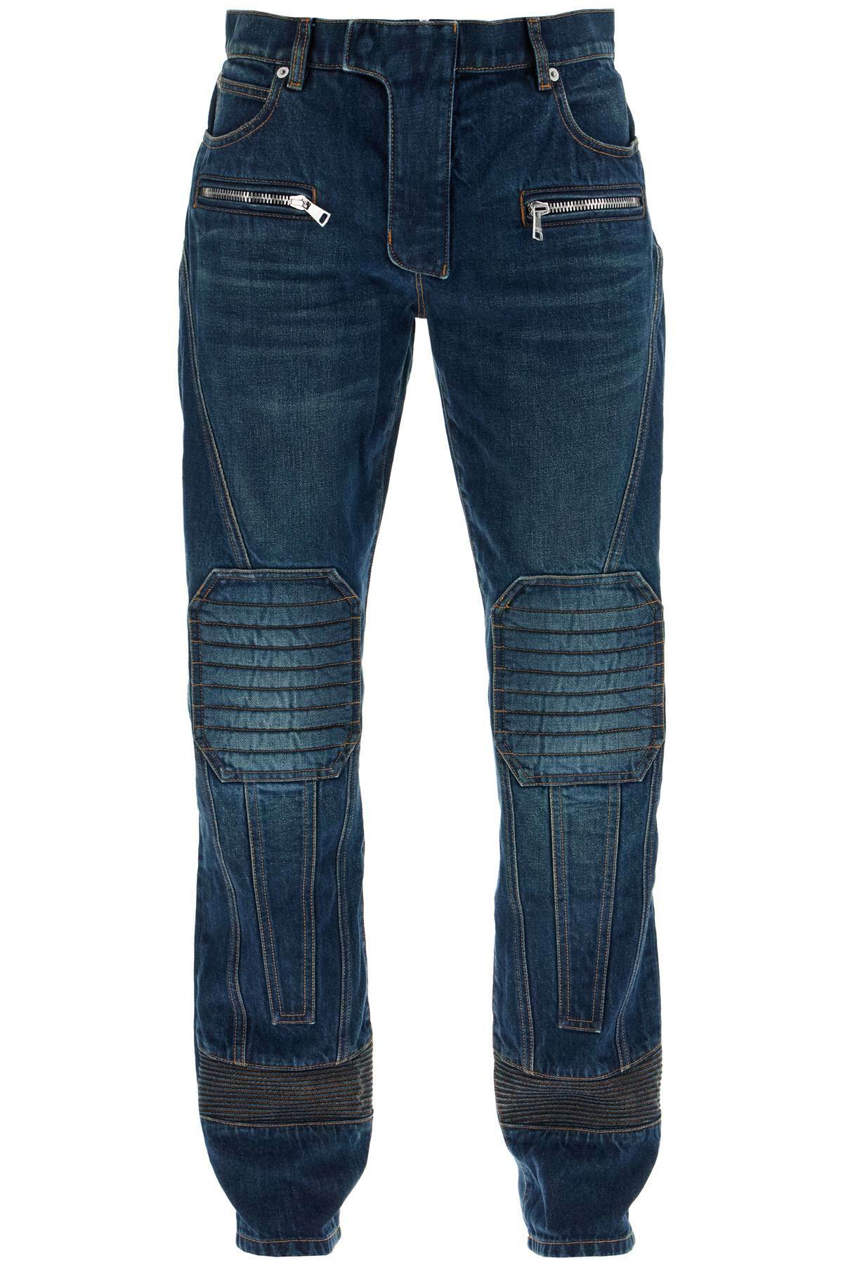 BALMAIN straight leg biker jeans Blue Balmain