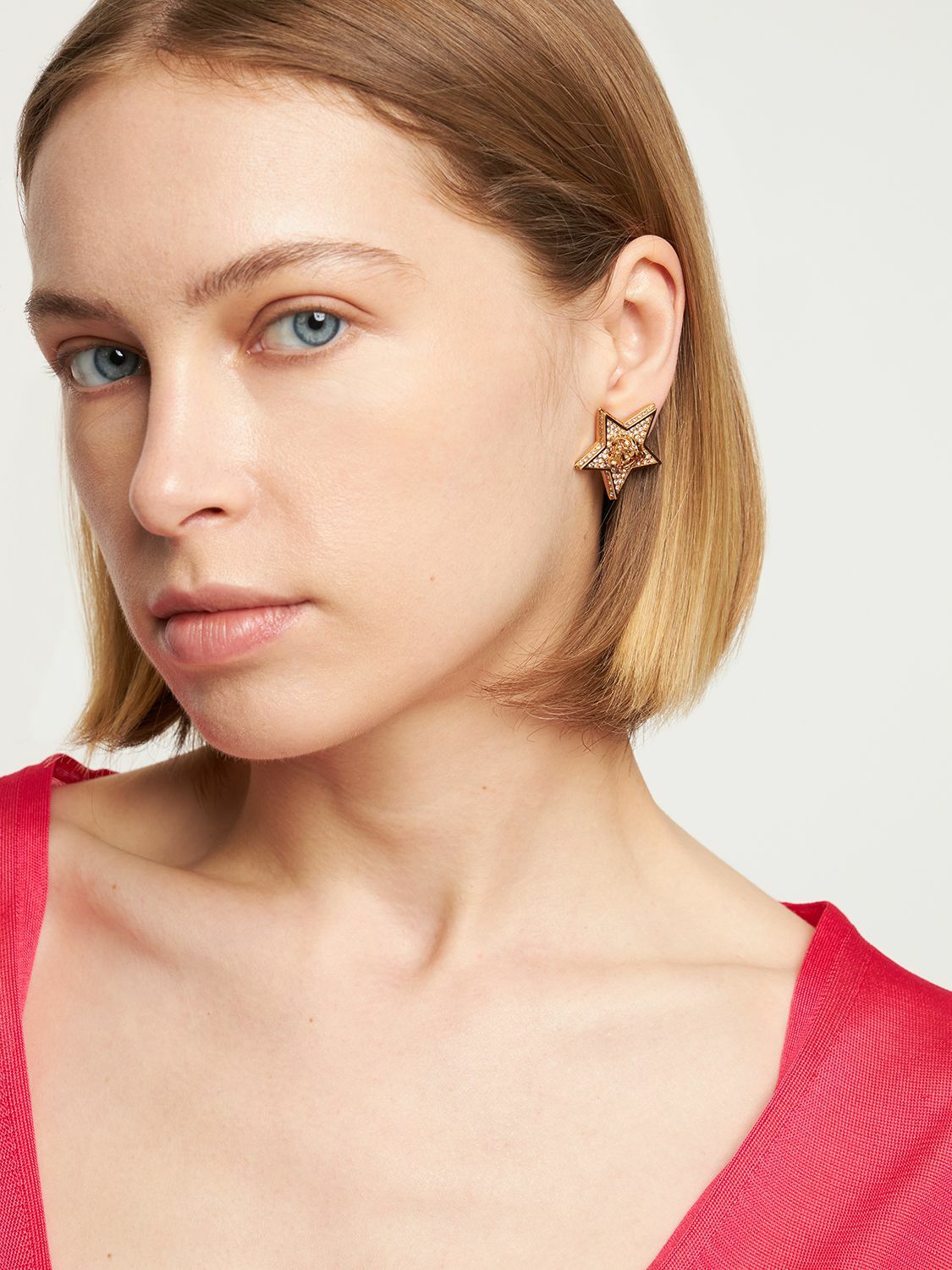 VERSACE - Star & Crystal Medusa Stud Earrings Versace