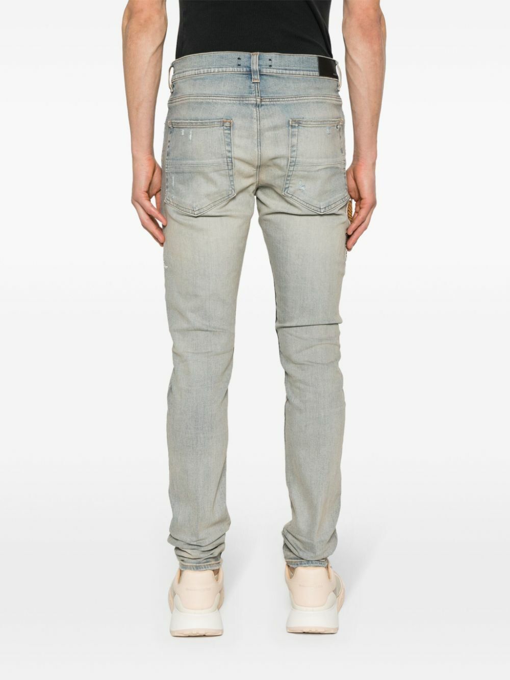 AMIRI Light Blue Thigh Patches Ripped Skinny Jeans Amiri