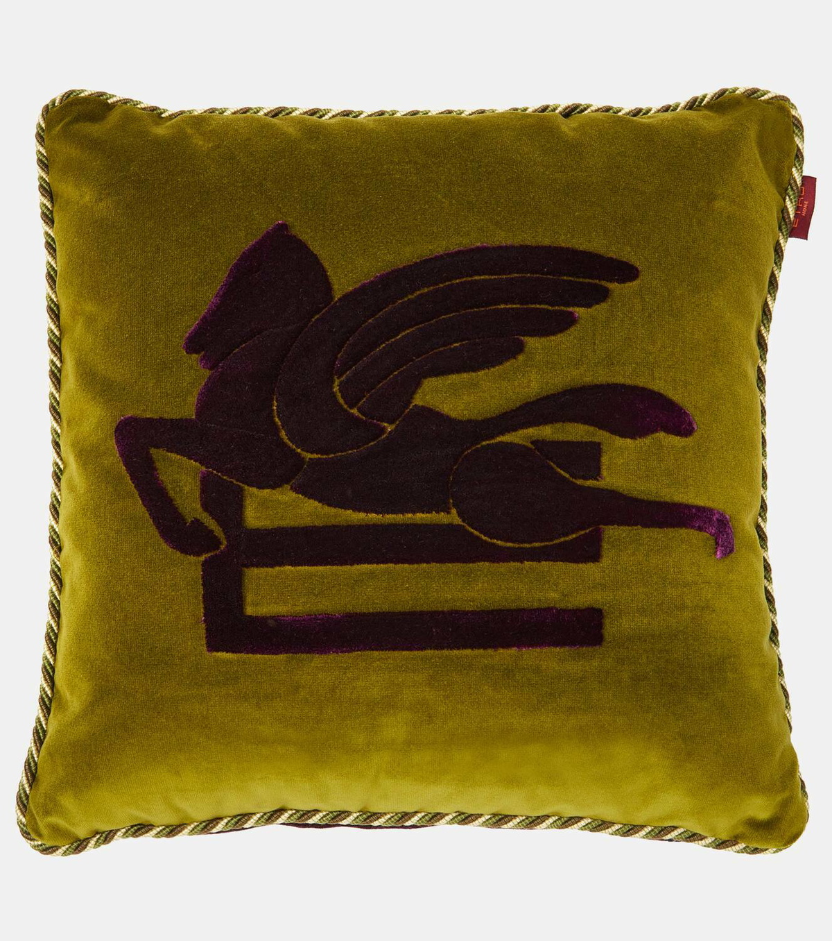 Etro Embroidered cotton and velvet cushion Etro