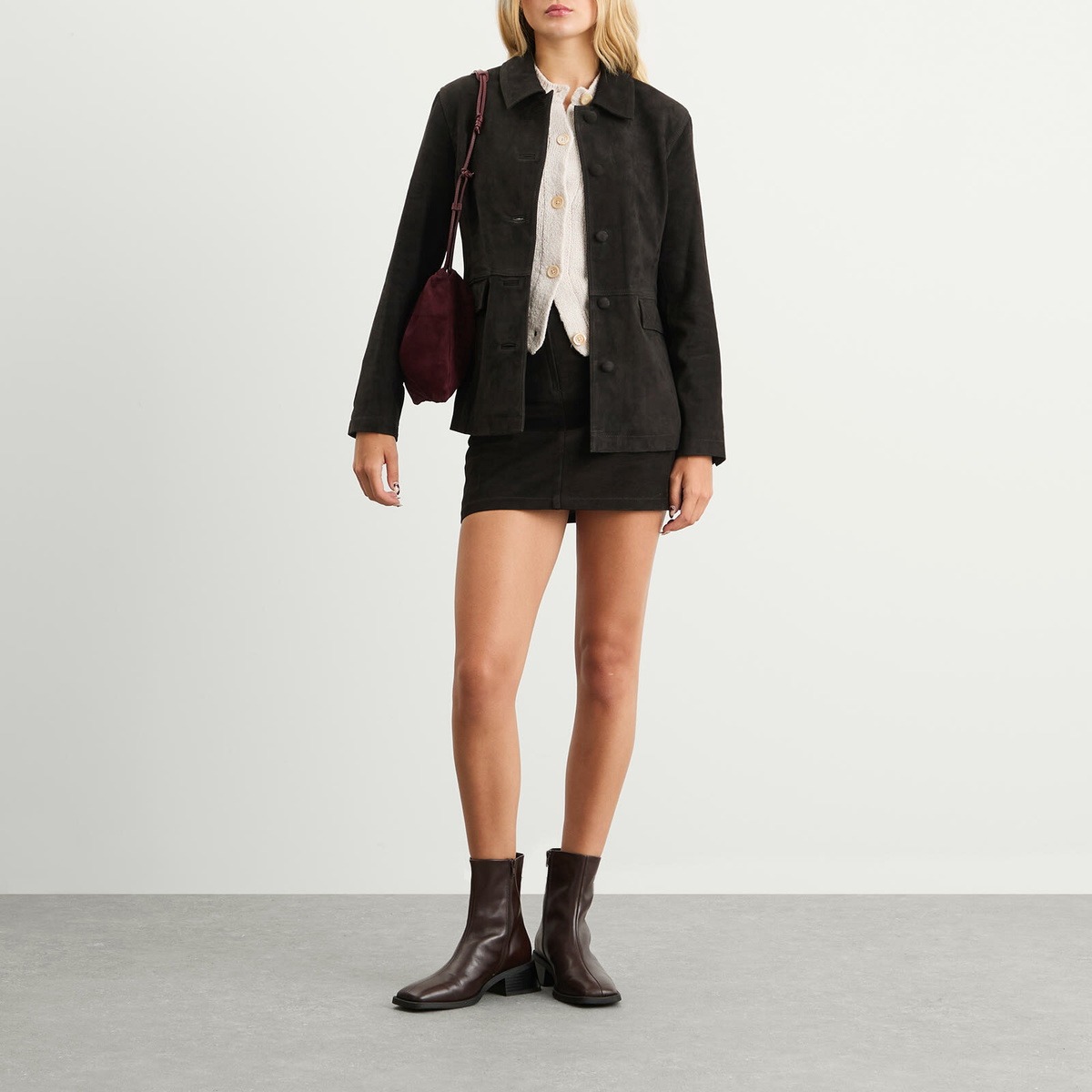 Nothing Written Women's Rona Suede Jacket in Dark Brown NOTHING WRITTEN