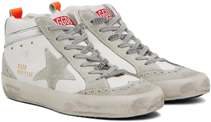Golden Goose SSENSE Exclusive White & Gray Mid Star Sneakers Golden ...