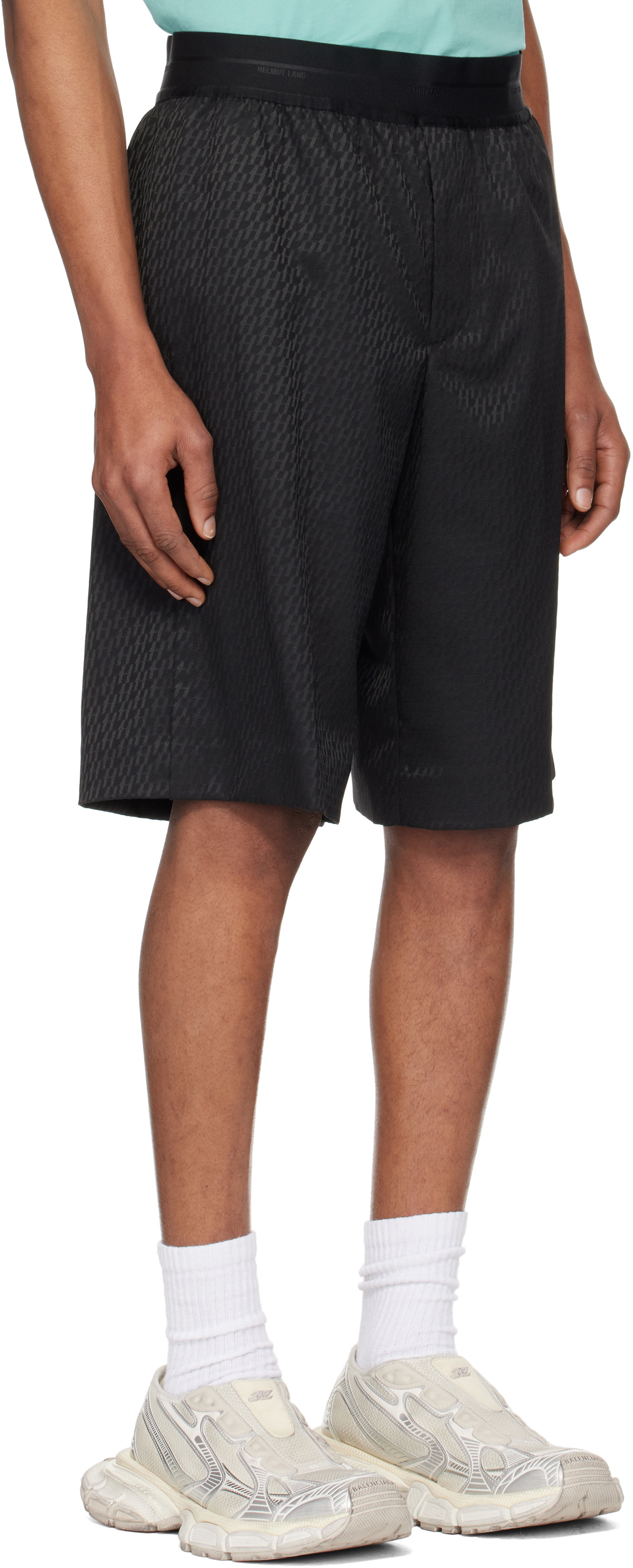 Helmut Lang Black Jacquard Car Shorts Helmut Lang