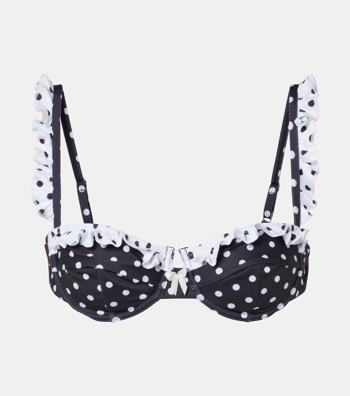 Bananhot Angela polka-dot ruffled bikini top Bananhot