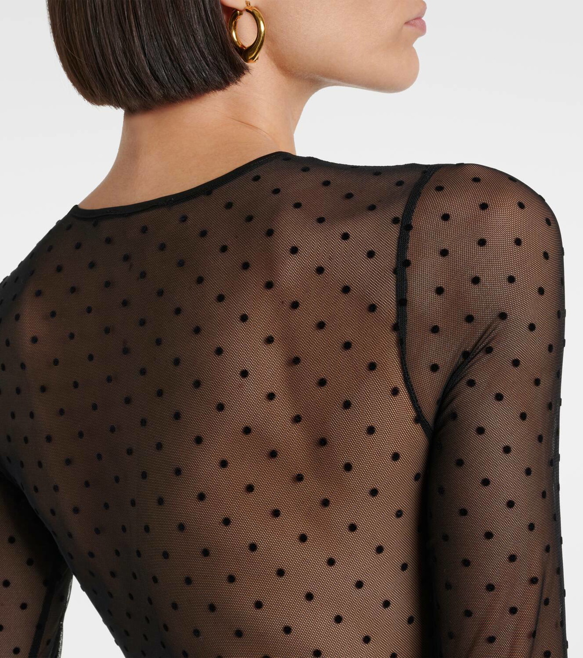 Wardrobe.NYC Polka-dot sheer mesh bodysuit WARDROBE.NYC