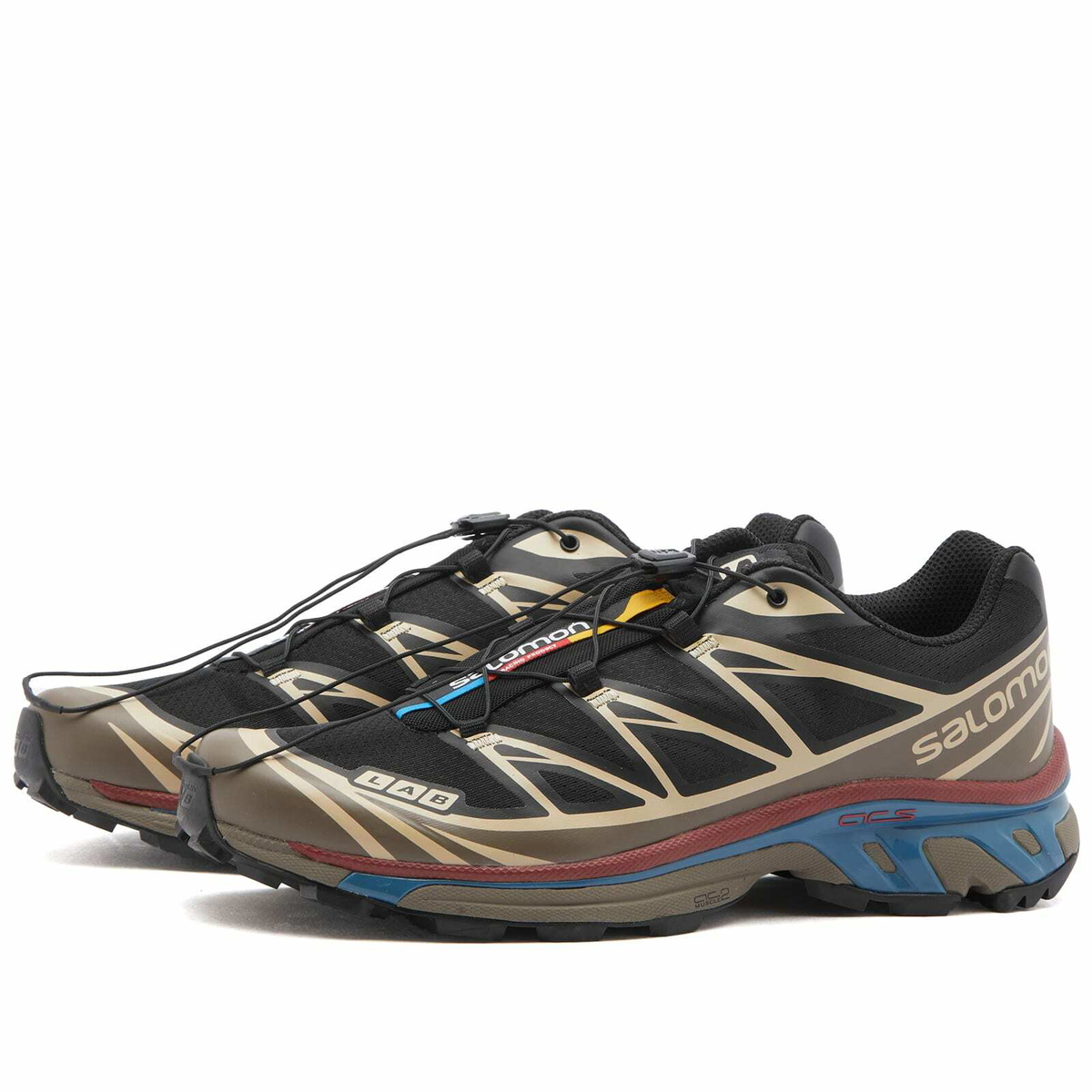 Salomon XT-6 Sneakers in Black/Falcon/Cow Hide Salomon