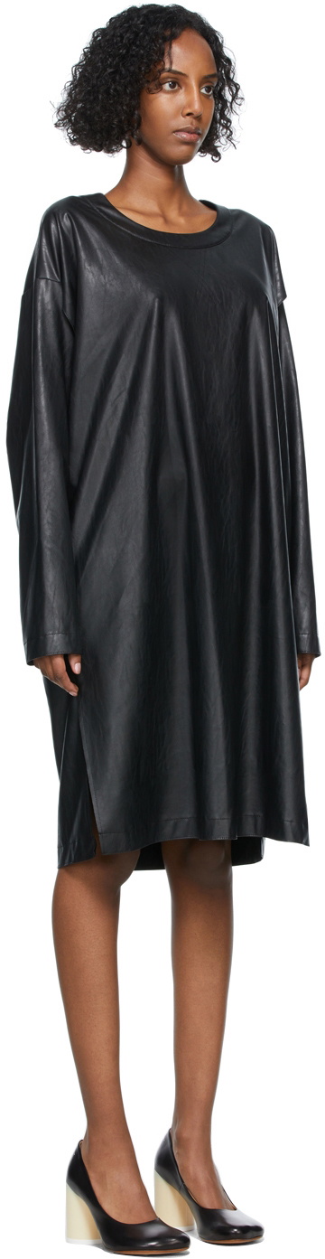 MM6 Maison Margiela Black Faux-Leather Underarm Hole Dress MM6 Maison ...