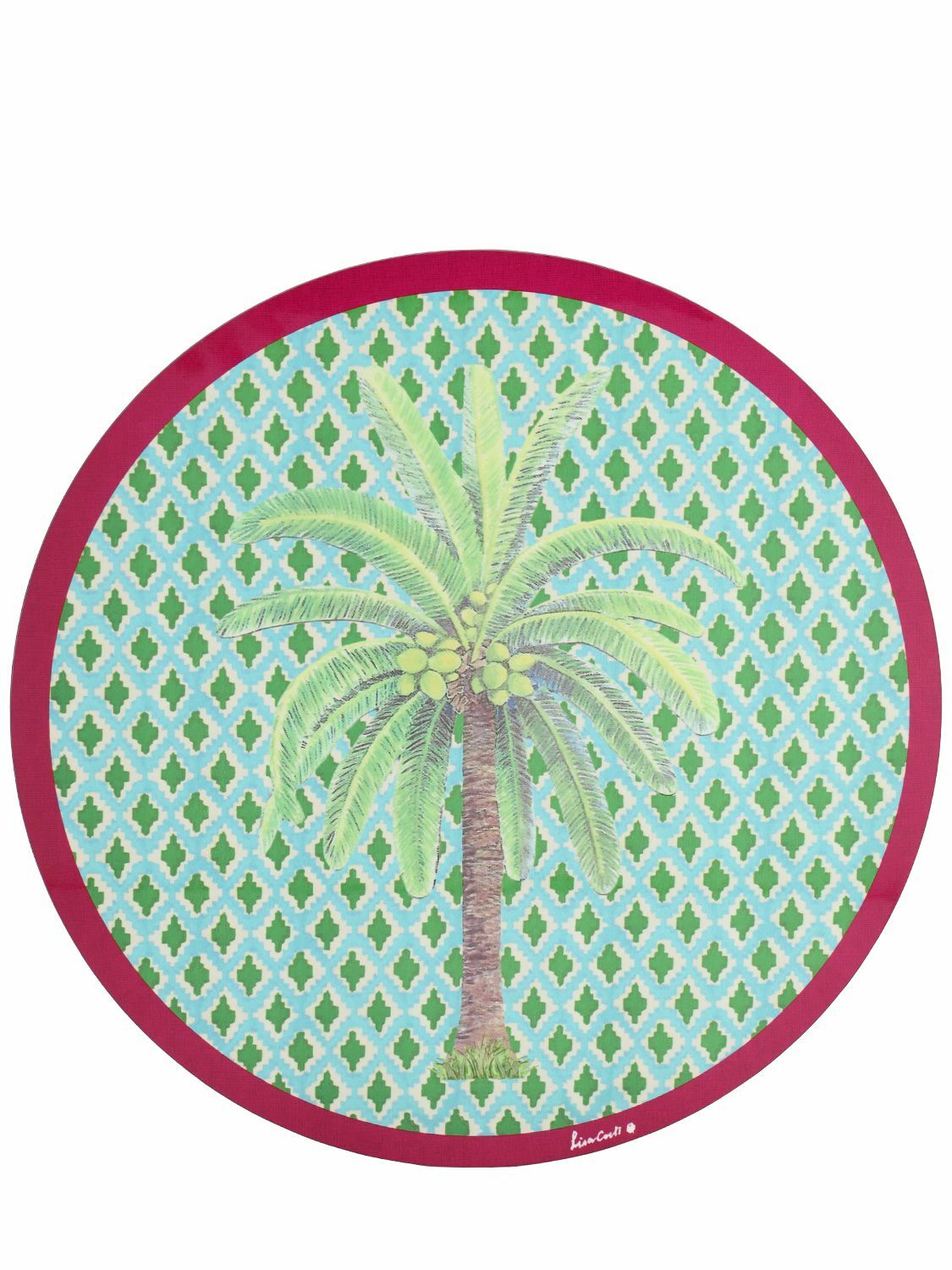 LISA CORTI Hima Palm Lacquered Cork Round Placemat Lisa Corti