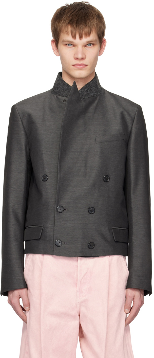 JW Anderson Gray Double-Breasted Blazer JW Anderson