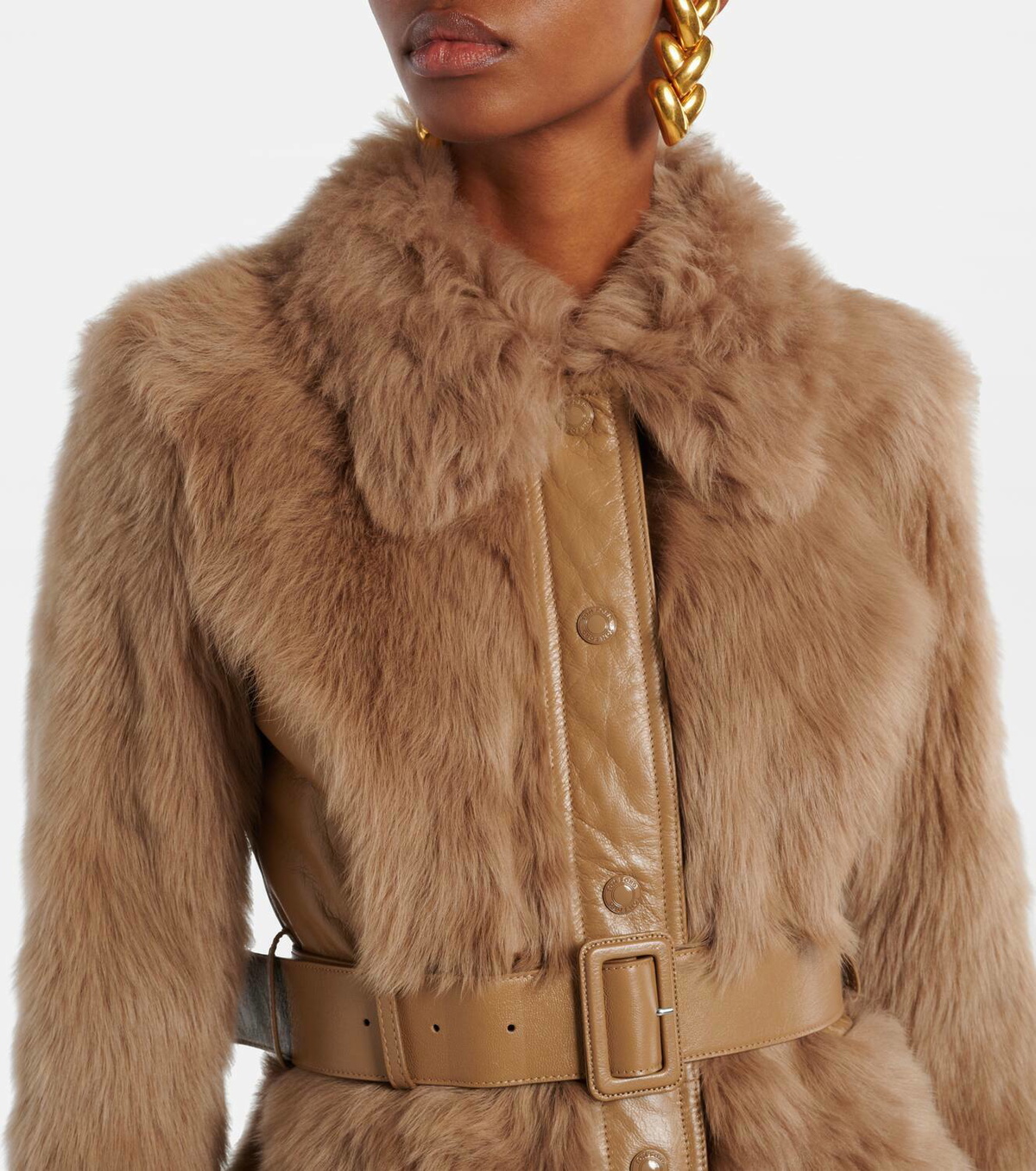 Tom Ford Belted shearling and leather coat TOM FORD