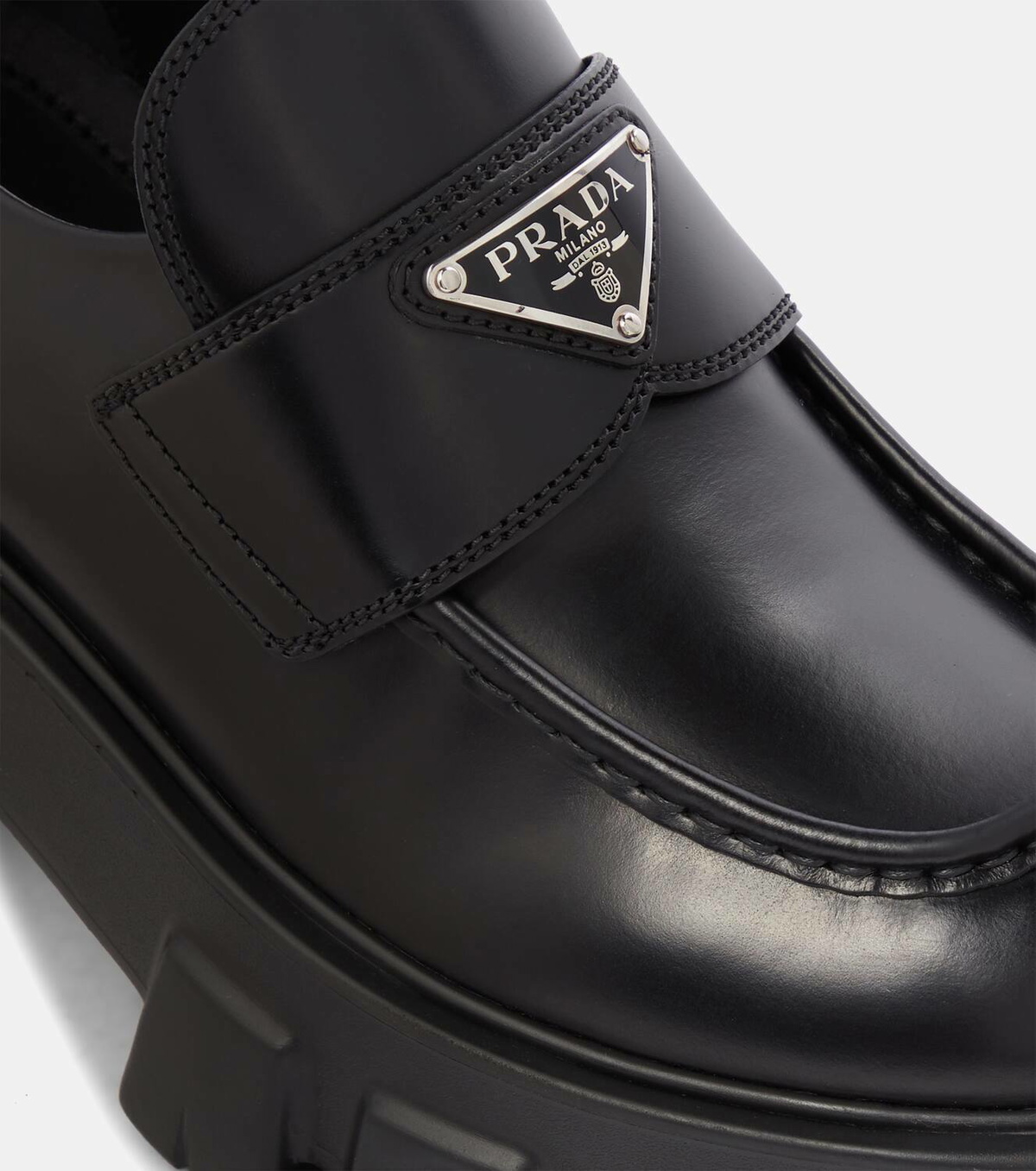 Brushed Leather Monolith Loafers