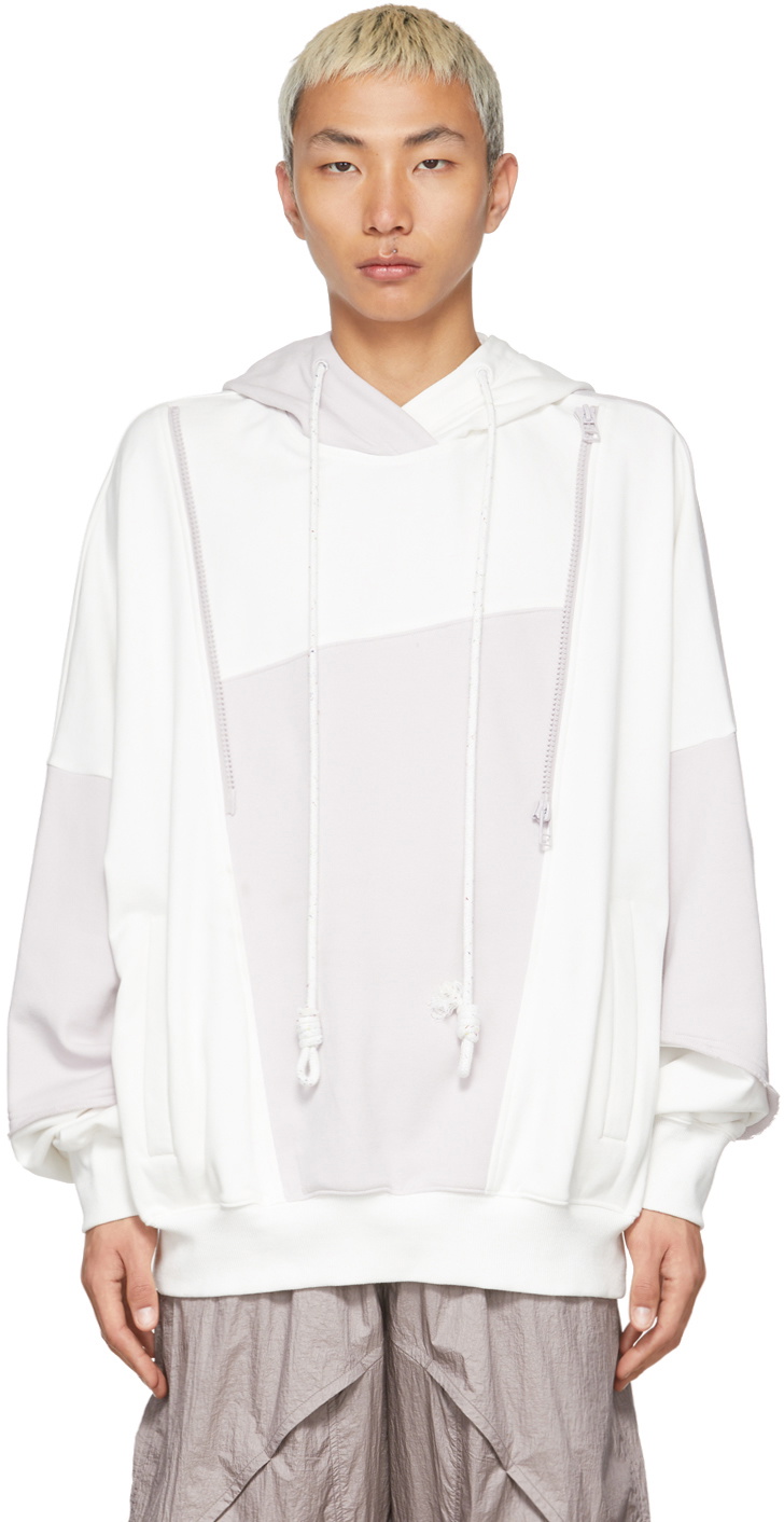 A. A. Spectrum White & Taupe Kuliya Hoodie A. A. Spectrum