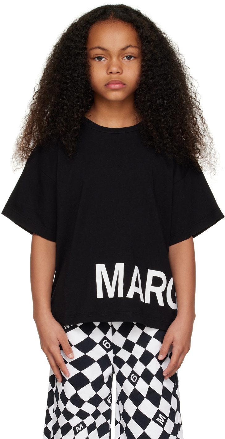 MM6 Maison Margiela Kids Black Printed T-Shirt MM6 Maison Margiela