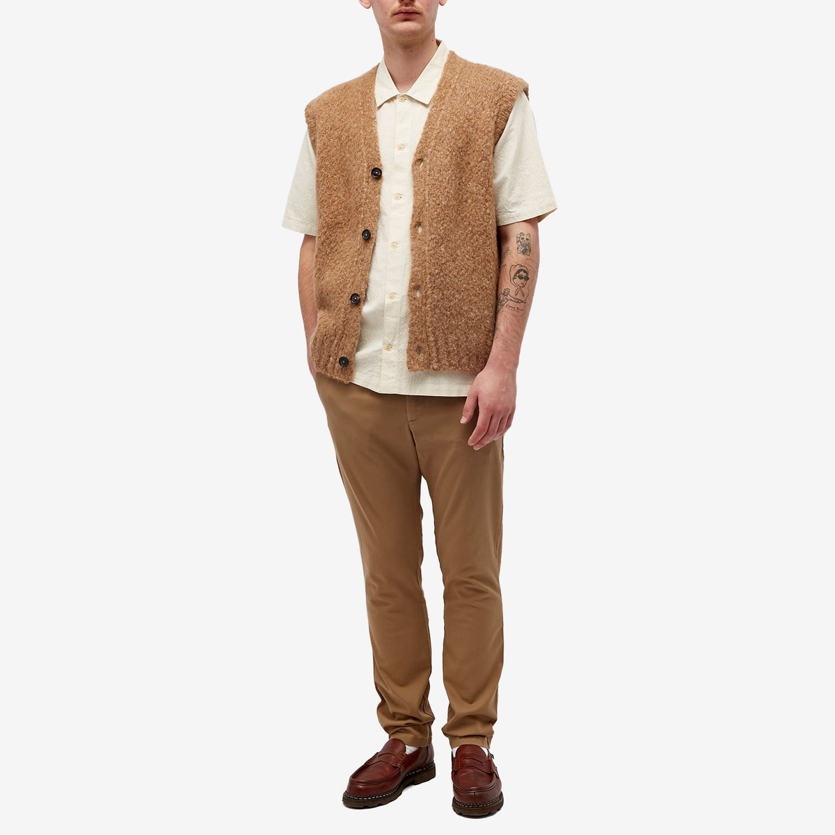 Norse Projects Men's August Flame Alpaca Cardigan Vest in Camel Norse ...