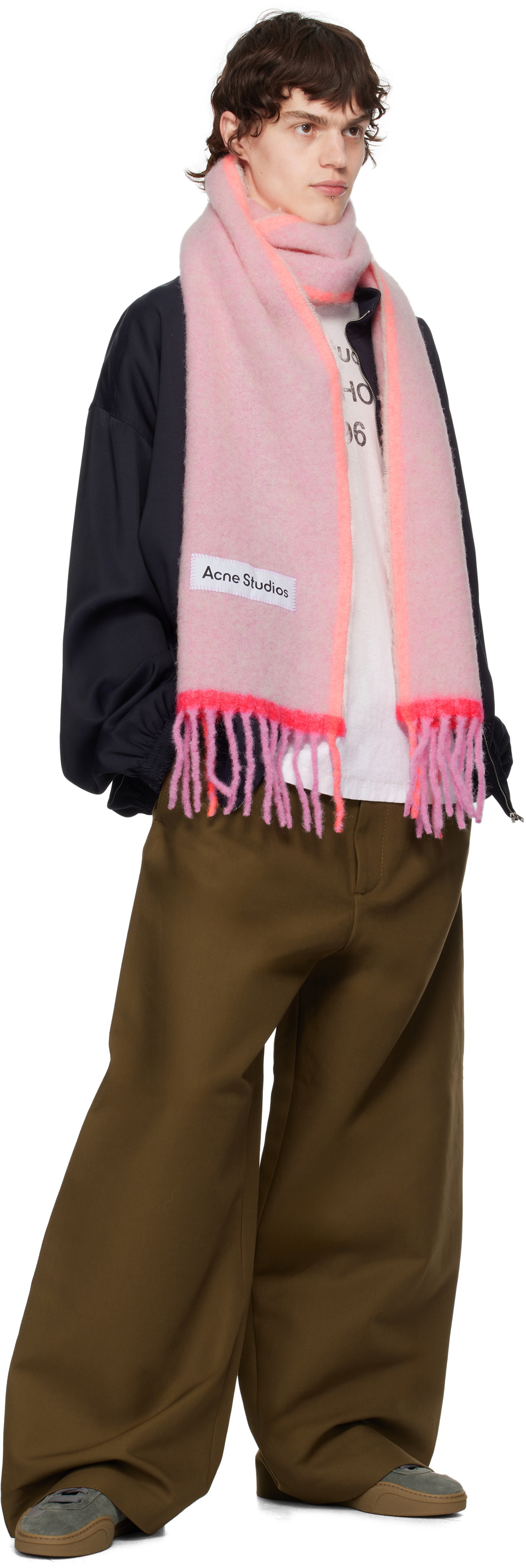 Acne Studios Pink Narrow Wool Mohair Scarf Acne Studios